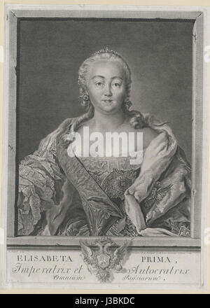 An engraving of Elizabeth of Russia, after the painting by Caravaque ...