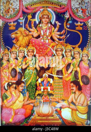 This artwork depicts the Hindu mythological figures of Varaha and ...