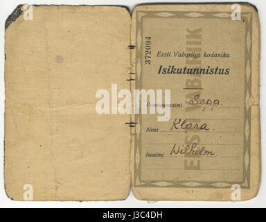 The 'Eesti isikutunnistus' is an Estonian identity card from 1927, an ...