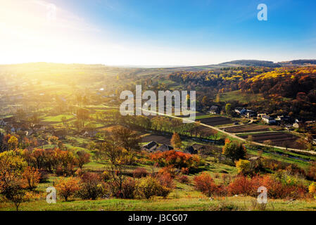 Colorfull trees on a hill. Autumnal landscape Stock Photo - Alamy