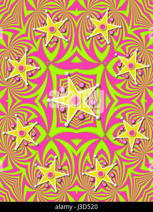 3D illustration pink and yellow stripes in the form of wave waves ...