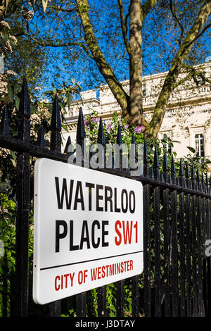 Waterloo Place SW1 Street Sign Stock Photo - Alamy