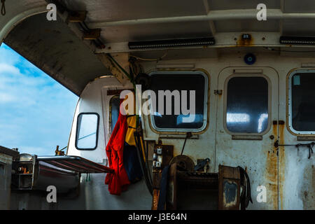 The fishing boat's interior, the right side of the boat, the fishing ...