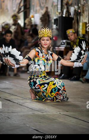 Ceremonial dance in Dayak longhouse Sarawak Malaysia Stock Photo - Alamy
