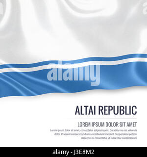 Altai Republic flag waving on sky background. 3D Rendering Stock Photo ...