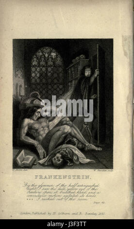 The 1831 inside cover art for Mary Shelley's Frankenstein. The ...