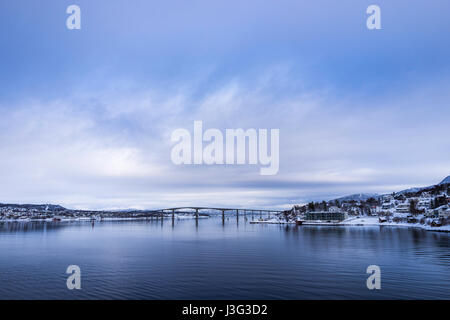The Gisund Bridge at Finnsnes, Troms County, Norway, in Winter Stock ...