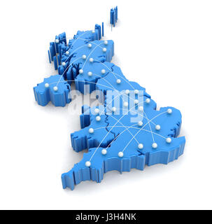 Map of UK with flight paths. Image with clipping path Stock Photo - Alamy
