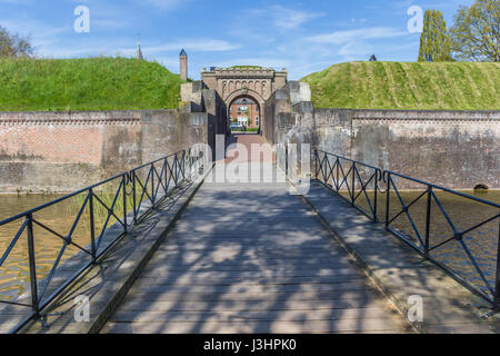 City gate Utrechtse poort in old fortified town of Naarden, North ...
