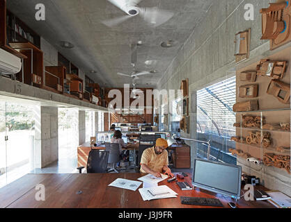 Studio view with design principle, Gurjit Matharoo at desk. The Pool ...