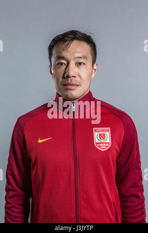 Portrait of Chinese soccer player Feng Xiaoting of Guangzhou Evergrande ...