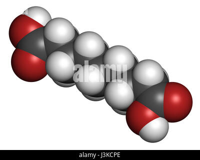 Azelaic acid (nonanedioic acid) molecule. Used in treatment of acne and ...