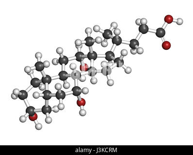 Cholic acid (cholate) molecule. Main bile acid component. Stylized ...
