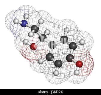 Octopamine stimulant drug molecule (sympathomimetic agent). Stylized ...