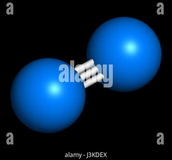 Elemental nitrogen (N2) molecule. Nitrogen gas is the main component of ...