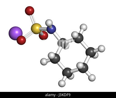 Sodium cyclamate artificial sweetener molecule. Stylized skeletal ...