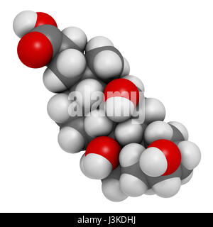 Cholic acid (cholate) molecule. Main bile acid component. Stylized ...
