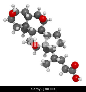 Cholic acid (cholate) molecule. Main bile acid component. Stylized ...