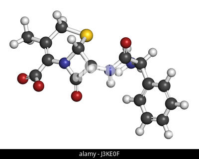 Cefalexin antibiotic drug molecule (cephalosporin, first generation ...