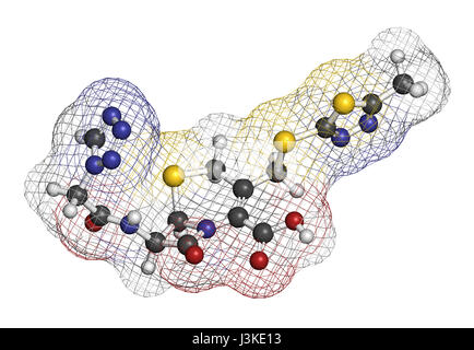 Cefazolin, cefazoline, cephazolin molecule. It is s beta-lactam ...