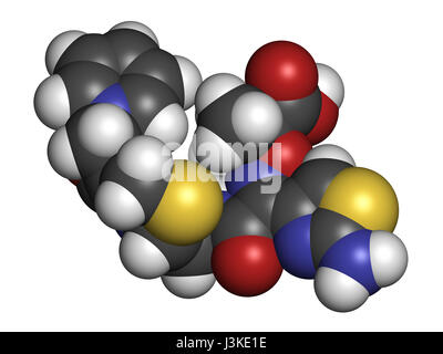 Ceftazidime cephalosporin antibiotic drug molecule. Skeletal formula ...