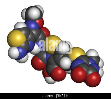 Ceftriaxone antibiotic drug molecule (cephalosporin, third generation ...