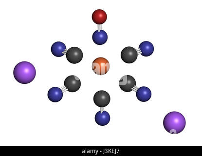 Sodium nitroprusside (SNP) antihypertensive drug molecule. Skeletal ...
