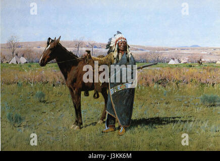 A painting by Henry Farney of Chie Spotted Tail, a notable Native ...