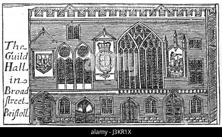 Guild Hall Broad Street from Millerd's Map of Bristol Stock Photo - Alamy