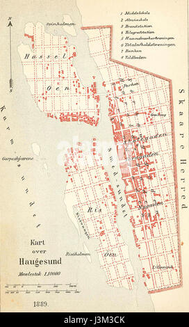 Haugesund map 1889 Stock Photo - Alamy