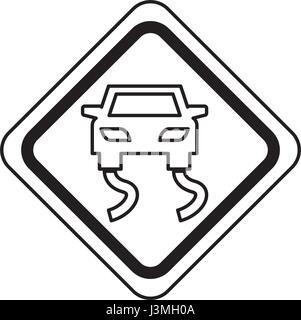 Slippery road traffic warning sign vector. Red triangle board. Road traffic symbols Stock Vector ...