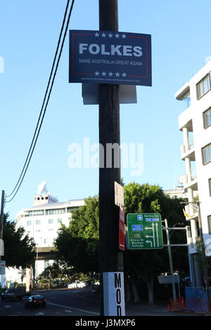 Nick Folkes, ‘Make Australia Great Again’ election billboard on Pyrmont Bridge Road Stock Photo ...