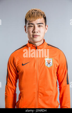 Portrait of Chinese soccer player Bai Jiajun of Shanghai Greenland ...