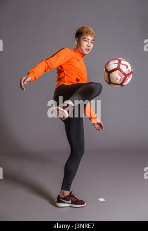 Portrait of Chinese soccer player Bai Jiajun of Shanghai Greenland ...