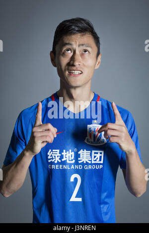 Portrait of Chinese soccer player Xiong Fei of Shanghai Greenland ...