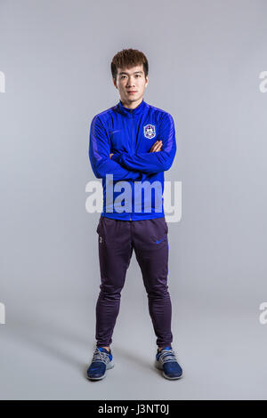 Portrait of Chinese soccer player Zhao Tianci of Guangzhou Evergrande ...
