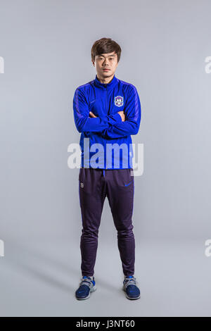 Portrait of Chinese soccer player Bai Jiajun of Shanghai Greenland ...