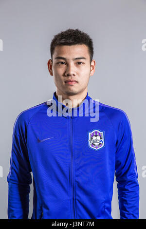 Portrait of Chinese soccer player Huang Jiajun of Jiangsu Suning F.C ...