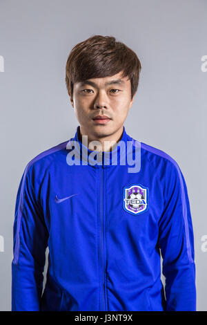 Portrait of Chinese soccer player Bai Jiajun of Shanghai Greenland ...