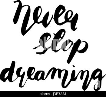 Never Stop. Hand lettering grunge card with flower background ...