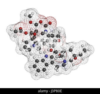 Vincrinstine cancer drug molecule (vinca alkaloid class). Skeletal ...