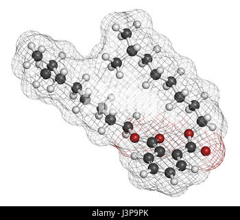 Diisononyl phthalate (DINP) plasticizer molecule. Atoms are represented ...