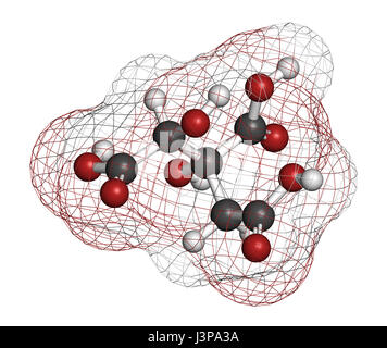 Hydroxycitric acid (HCA, hydroxycitrate) molecule. Used as weight loss ...