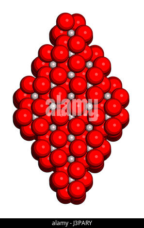 Corundum (Aluminium oxide), crystal structure. Ruby gems consist of red ...