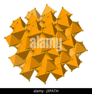 Pyrite (fool's gold, Fe2S) mineral, crystal structure. Atoms shown as ...