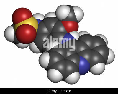 Amsacrine cancer drug molecule (DNA intercalating agent). Skeletal ...