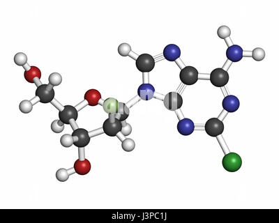 Clofarabine cancer drug molecule (purine nucleoside antimetabolite ...