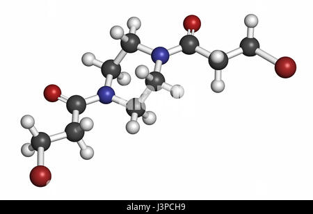 Pipobroman cancer chemotherapy drug molecule. Atoms are represented as ...
