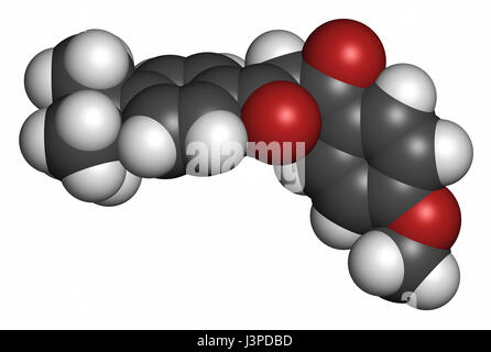 Avobenzone sunscreen molecule (UV filter). Stylized skeletal formula ...