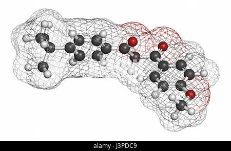Avobenzone sunscreen molecule (UV filter). Stylized skeletal formula ...